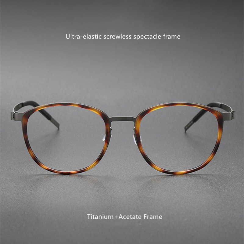 Nordic Style Ultra-Thin Vintage Oval Glasses Frame Titanium+Acetate ...