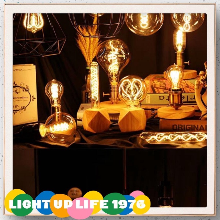 YHLAMP Retro Table Decoration Lamps Wooden Base E27 Interface With Wire ...