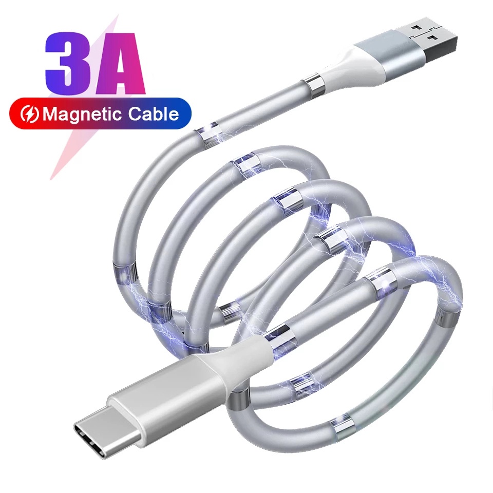 Magic Rope Fast Charging Cable For iPhone Android 3A Data Sync Cord ...