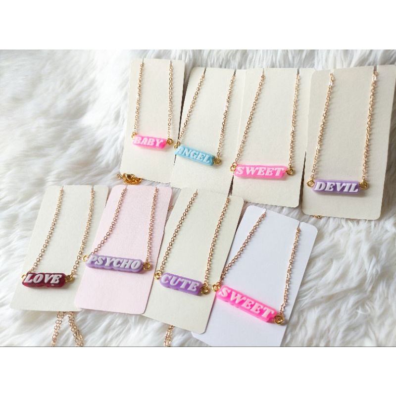 DEVIL CANDY Gold Word Chain Necklace cute kawaii handmade | Shopee ...