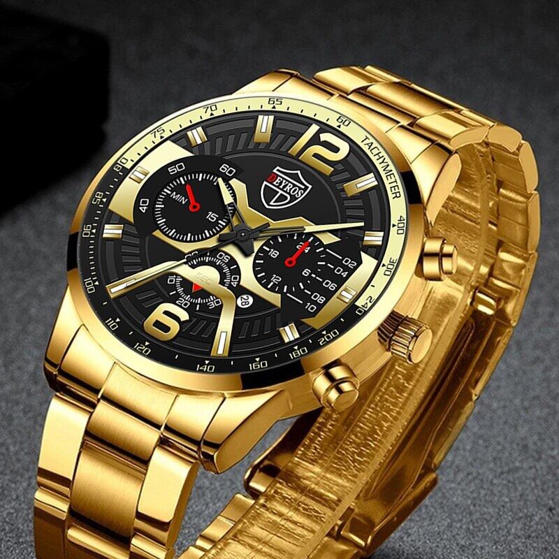 Original Deyros Luxury Gold Men Watch Fashion Business Analog Quartz ...