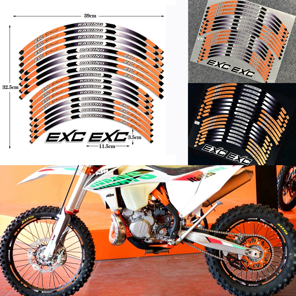 12 PCS 18" 21" Motorcycle Wheels Strips Tire Stickers Reflective Rim ...