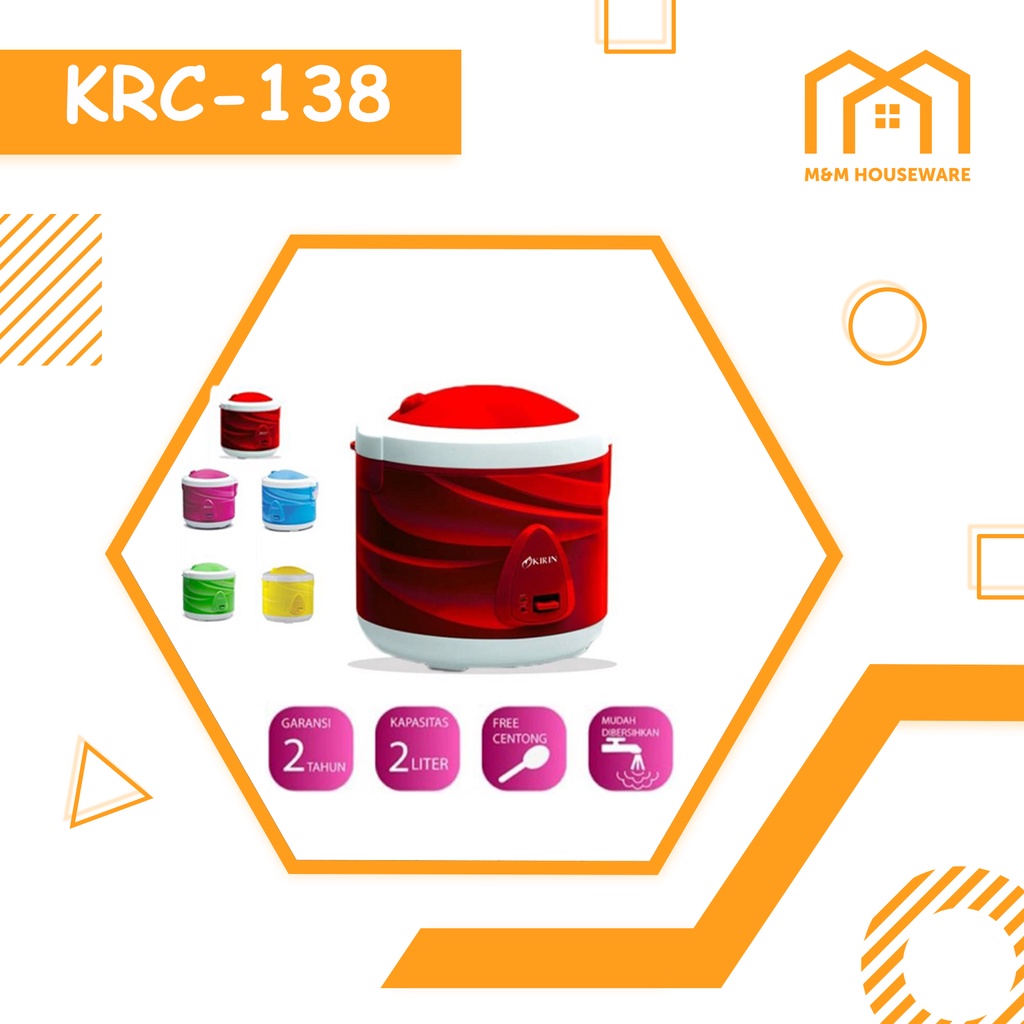 Kirin MAGIC COM / RICE COOKER 2 Liters | Krc138 / KRC-138 2 Liters 3 in 1 ORIGINAL | Shopee ...
