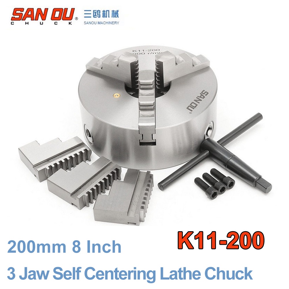 8 Inch 200mm 3 Jaw Self Centering Lathe Chuck SANOU K11-200 Metal ...