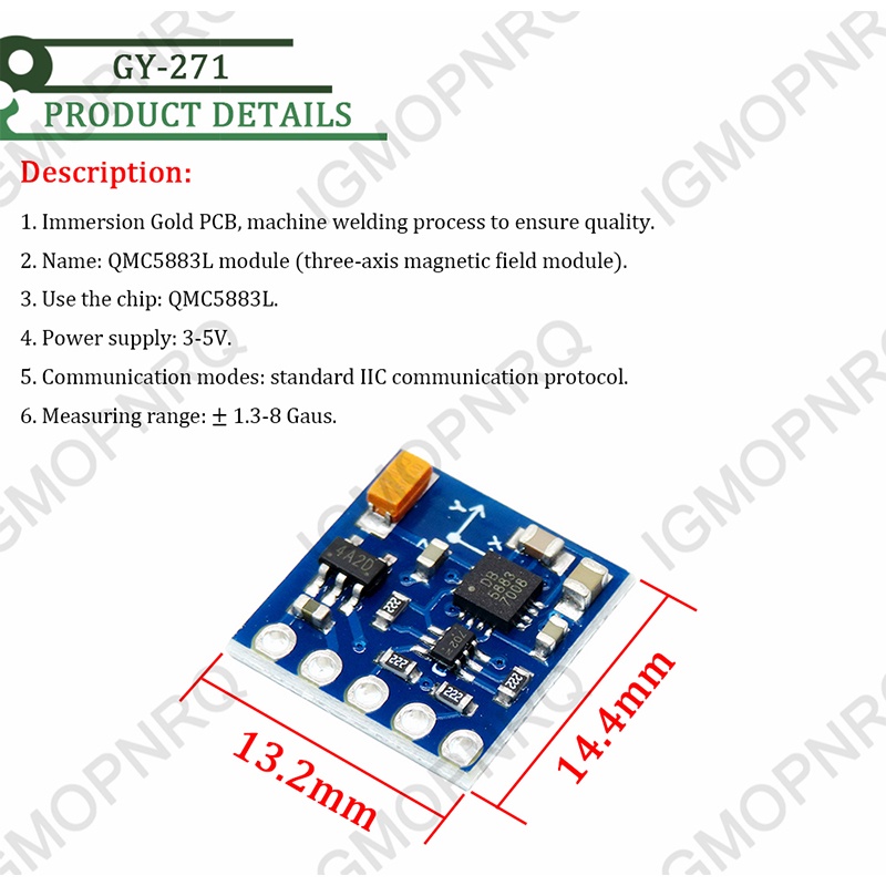 GY-271 QMC5883L 3V-5V Three 3 Triple Axis Magnetic Field Compass ...
