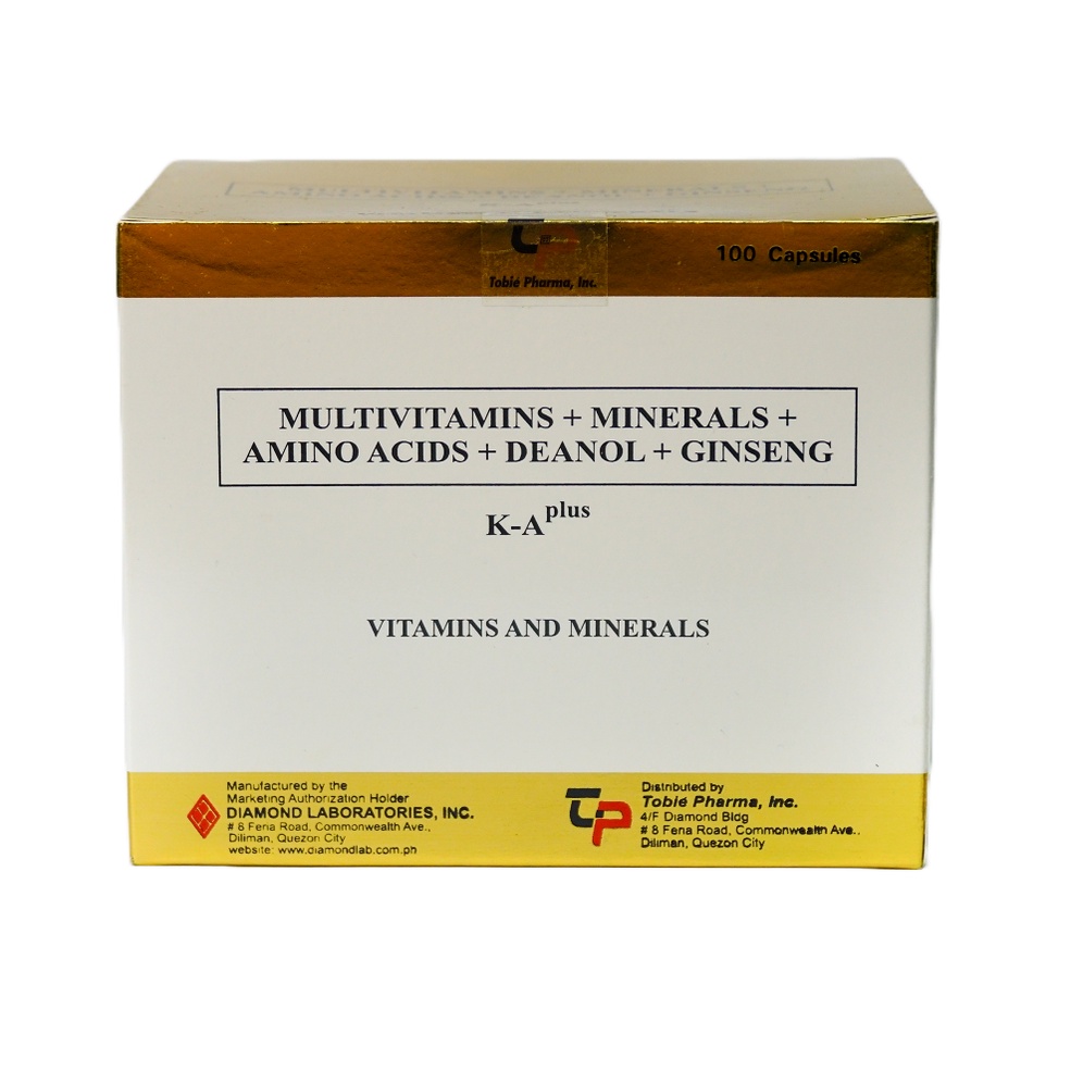 KA PLUS Multivitamins + Minerals + Amino Acids + Deanol + Ginseng 1 ...