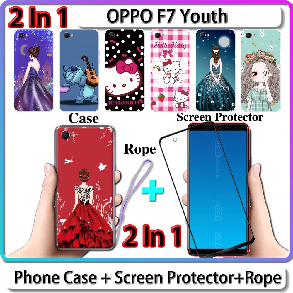2 IN 1 Case OPPO F7 Youth Case with Tempered Glass Curved Ceramic ...