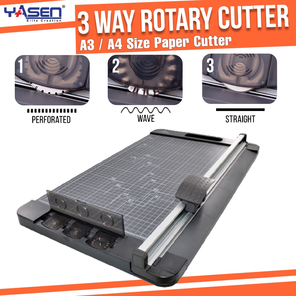 Officom 3 Way Rotary Cutter A3 / A4 Size Paper Cutter (Straight ...