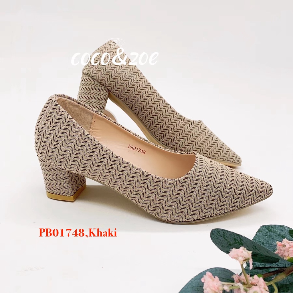 Korean Pointed Toe Block Chunky Heel Shoes Black School Office Work ...