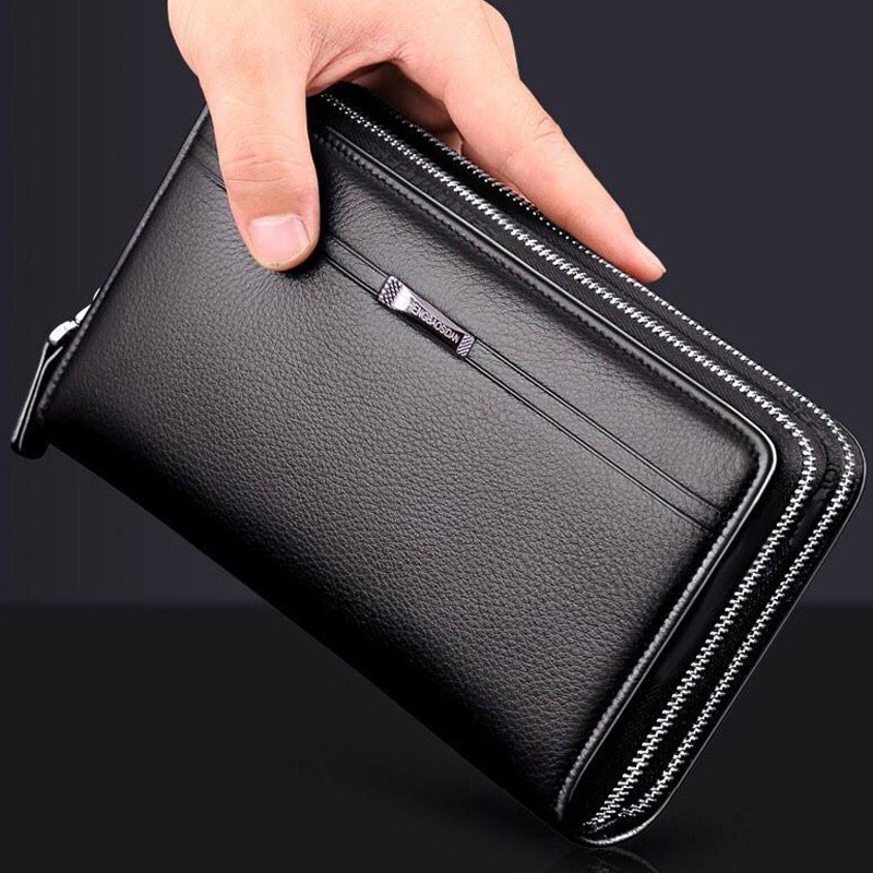 Long Leather Wallet Card Holder Coin Purse Big Capacity Male Wallet ...