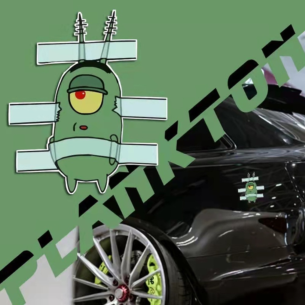 Cartoon SpongeBob Plankton Anime Car Sticker Motorcycle Electric Car ...