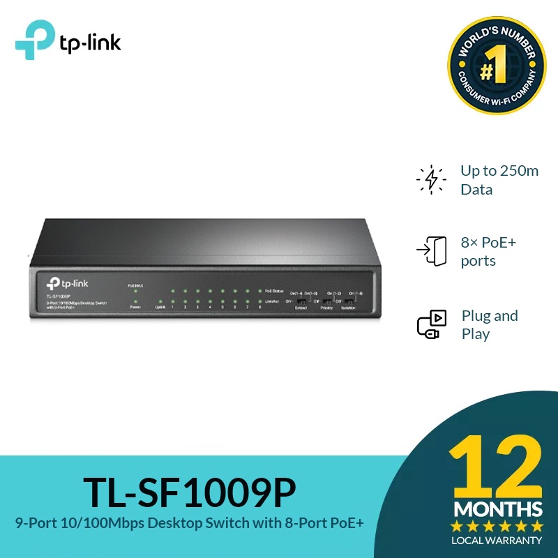 TP-Link SF1009P 9-port 10/100Mbps desktop switch with 8-port PoE | Shopee Philippines