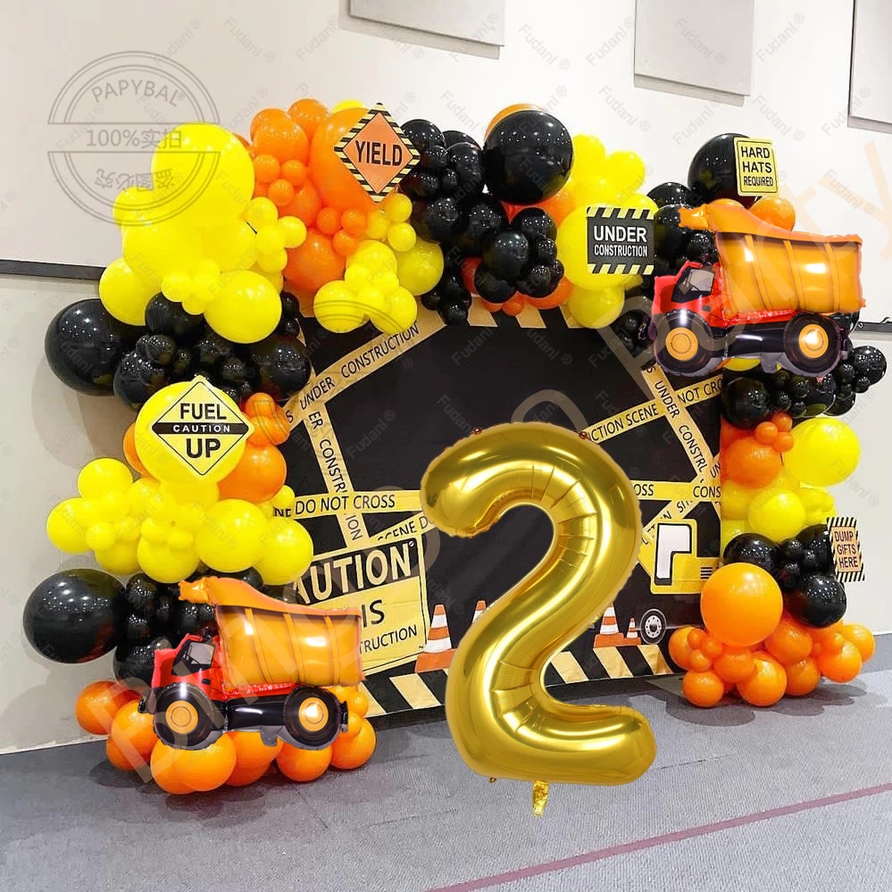 Construction Theme Party Construction Balloon Foil Balloon Gold Number ...