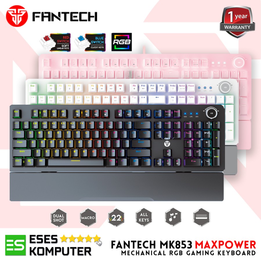 Fantech MK853 MK-853 MaxPower Keyboard - Gaming - Mechanical - Black ...