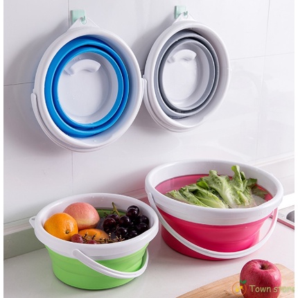 Folding Bucket Blue Portable Folding Footbath Foldable basin Tourism ...