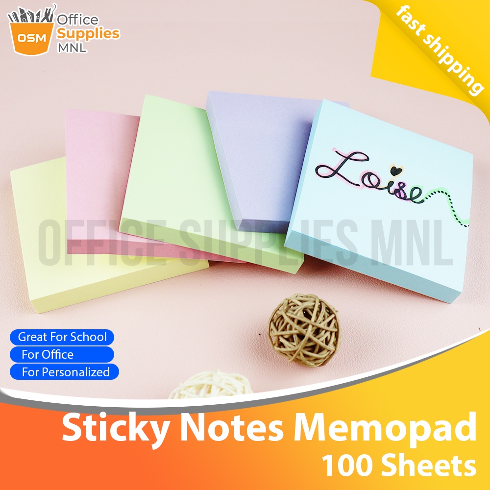 100Sheets Sticky Notes Memopad 7.5x7.5cm | Shopee Philippines