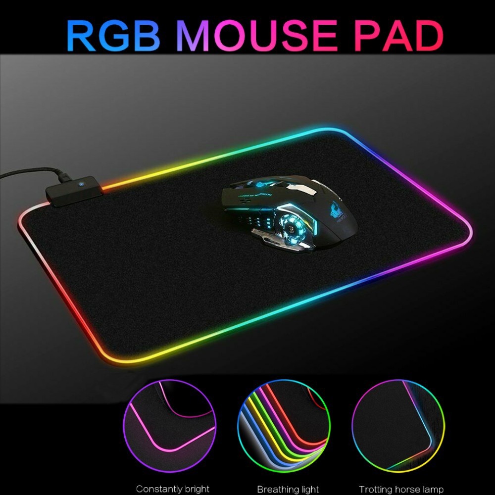 Newly RGB Colorful LED Lighting Gaming Mouse Pad Mat for PC Laptop 35cm ...