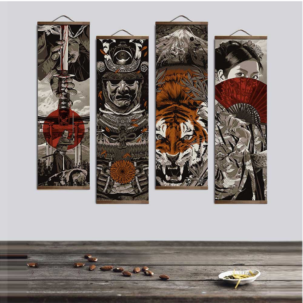 Japanese Samurai Ukiyoe Tiger Canvas Poster Pictures for Living Room ...