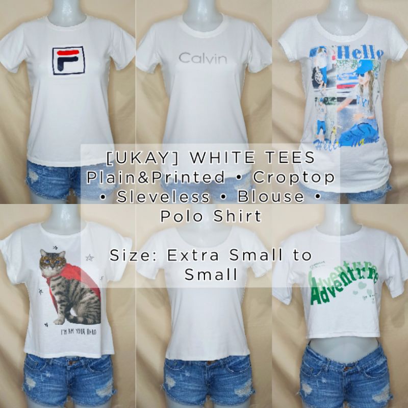[UKAY] White Tees for Women | Plain & Printed White T-Shirt (Size: XS ...