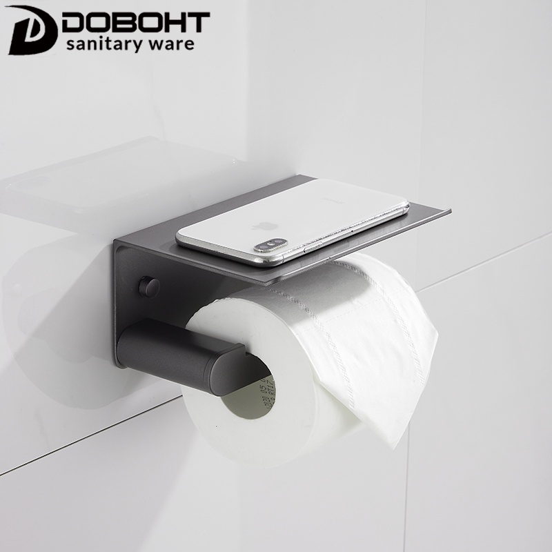 DOBOHT Gunmetal Grey Color Aluminum Bathroom Tissue Holder Toilet Roll ...