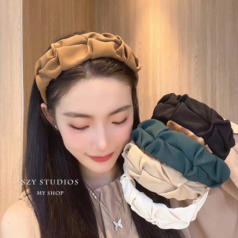 Korean Wide Side Fold Headbands Premium Hair Band Elegant Temperament ...