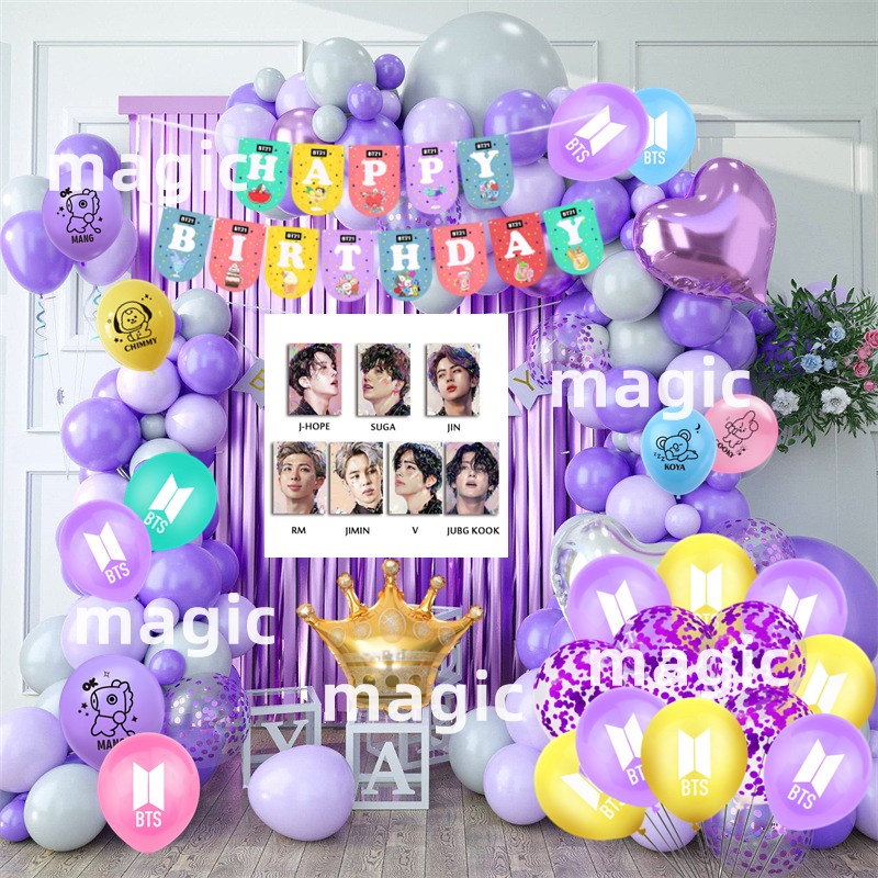 18pcs 15pcs BTS Theme Balloon Set BT21 Balloon V Jungkook Chimmy RJ ...