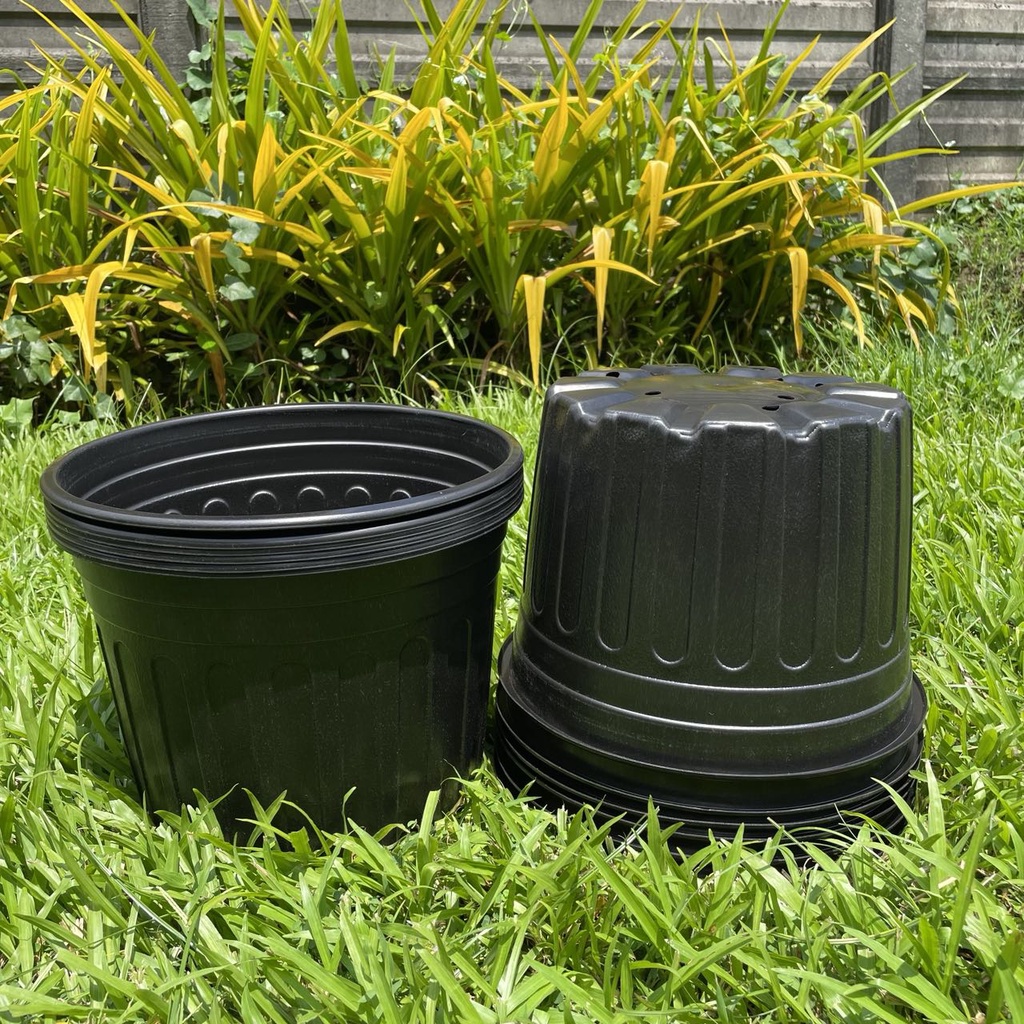 FAMILIFE 24pcs/2Dozen (21cm/32cm) Black Round Short PVC Pot/Lightweight ...