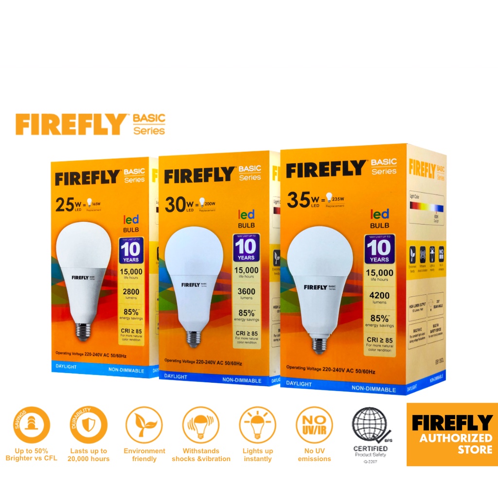 Firefly Basic Series LED Light Bulb Lamp 25w 30w or 35w | Shopee ...