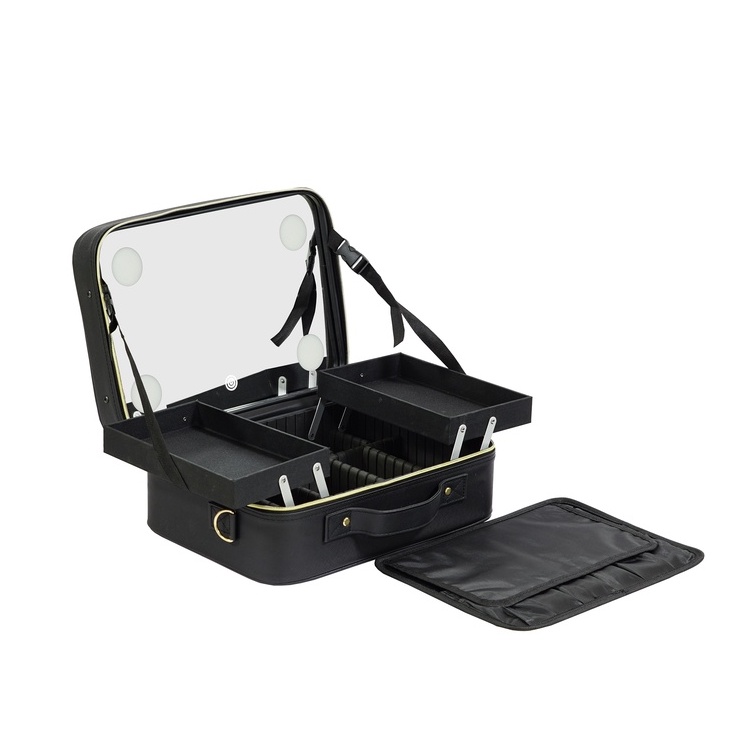 Gladking Makeup Bag w/ built-in LED Lights Makeup Train Case | Shopee ...