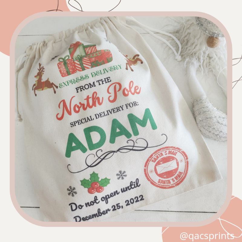 Mini Santa Sack Gift Bag/ Santa Sack Gift Bag / Personalized Santa Sack ...