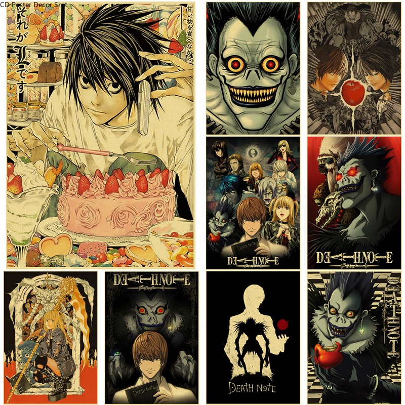 Hot Anime Death Note Retro Poster Kraft Paper Manga L Ryuk Posters ...