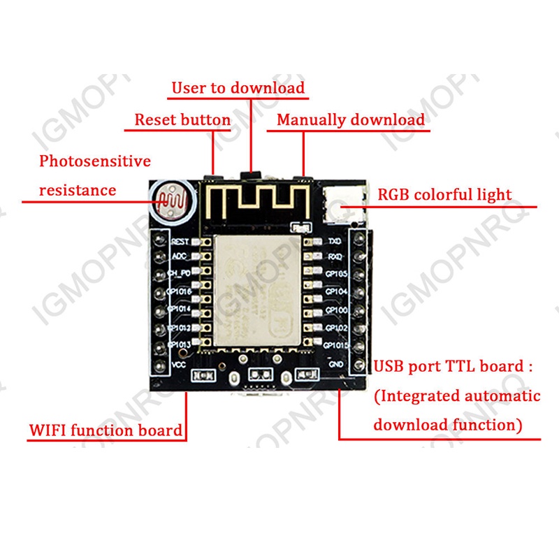ESP8266 serial WIFI Witty cloud Development Board ESP-12F module MINI ...