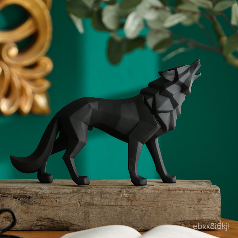 Wolf Resin Statue Ornaments Nordic Animal Art Gift Home Living Room ...
