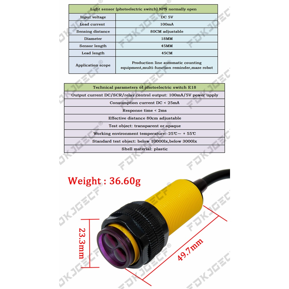 Smart Car Robot E18-D80NK Infrared Obstacle Avoidance Photoelectric ...