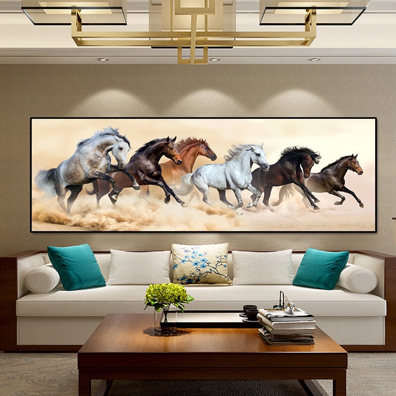 Modern Running Horse Big Size Canvas Painting Home Living Room Wall ...