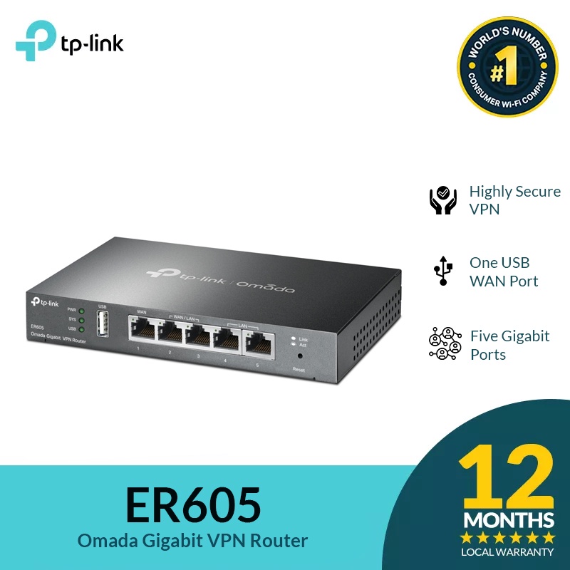 TP-Link ER605 Safestream Gigabit Multi-WAN VPN router 25000 concurrent ...