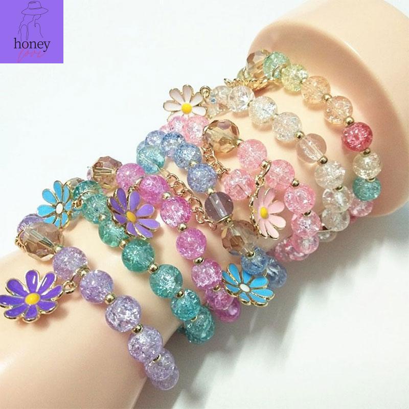Crystal Daisy Flower Tassel Bracelet Female Girl Bracelets Jewelry ...