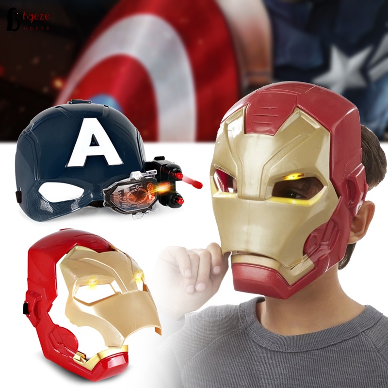 Marvel Avengers 4 Iron Man Captain America Mask Light Sound Helmet Open ...