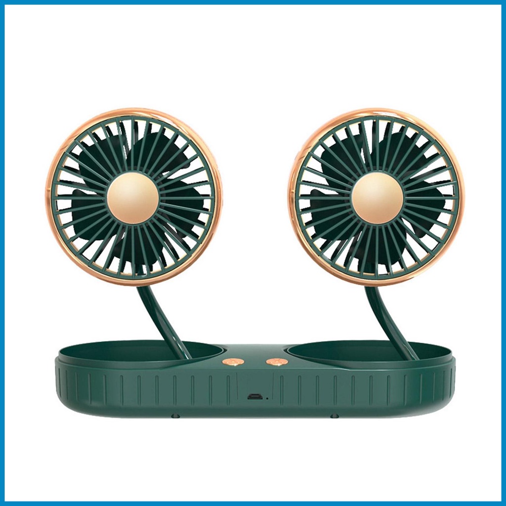 Dual Rotating USB Fan 360 Degree Rotatable Dashboard Desk Electric Car ...