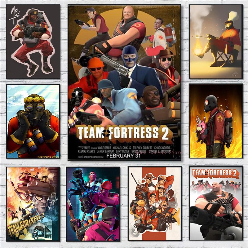 Classic Team Fortress 2 Pyro Face Video Game Canvas Painting Posters ...