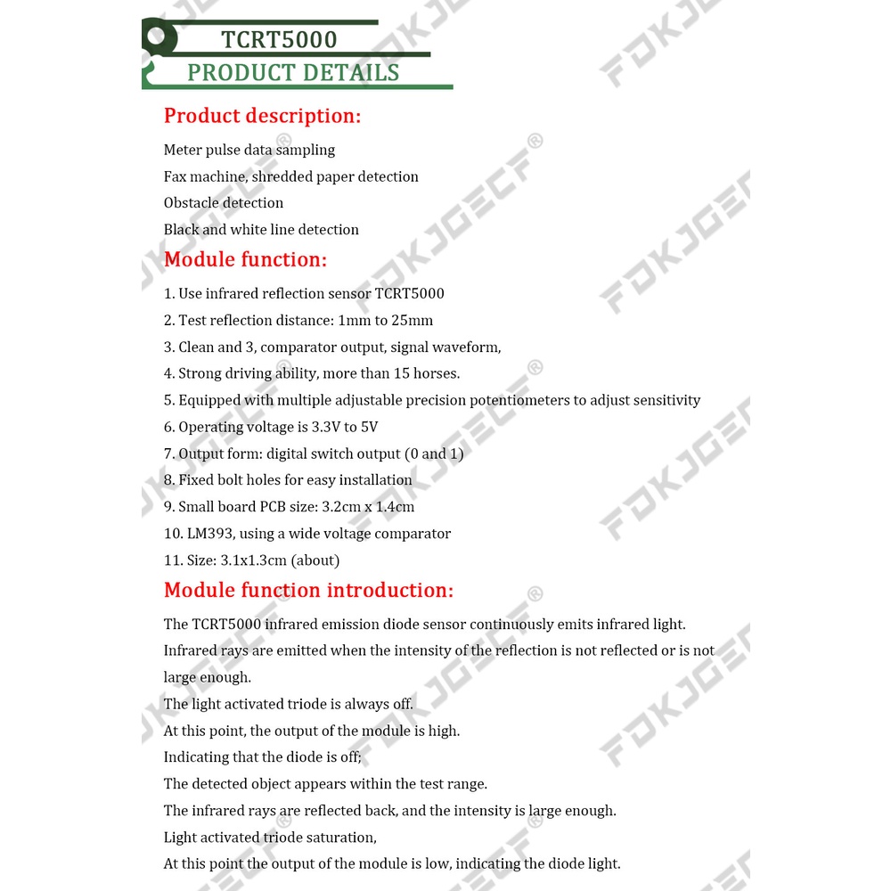 10pcs TCRT5000 Infrared Reflective IR Photoelectric Switch Barrier Line ...