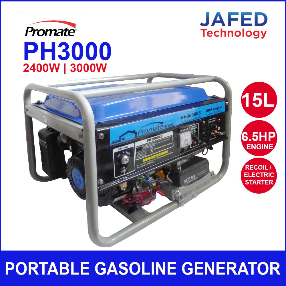 Promate PH3000ES Electric Start Portable Gasoline Generator 2400W/3000W ...