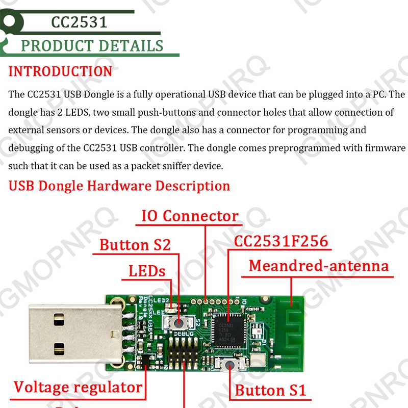 Wireless Zigbee CC2531 CC2540 Sniffer Bare Board Packet Protocol ...