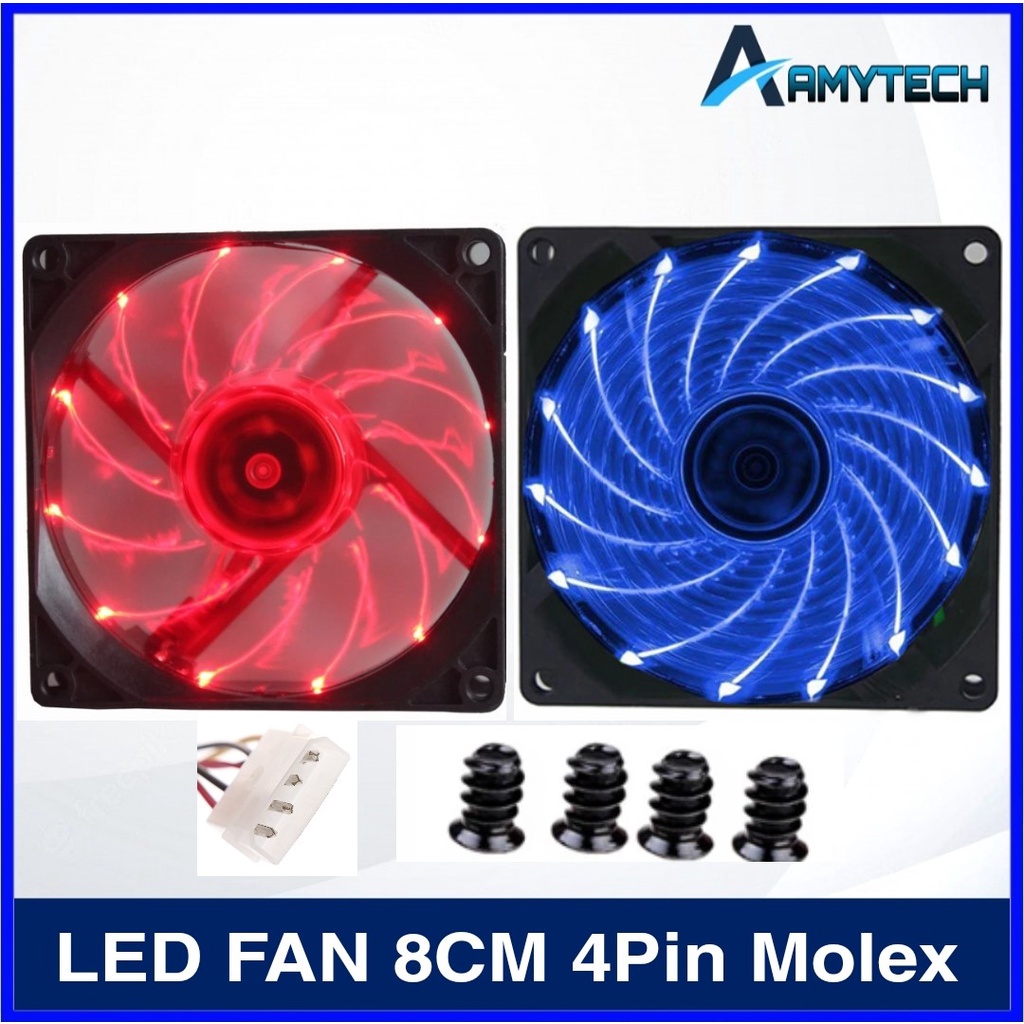 8cm LED Desktop Fan 4Pin Molex Red/Blue/RGB Chassis fan | Shopee ...