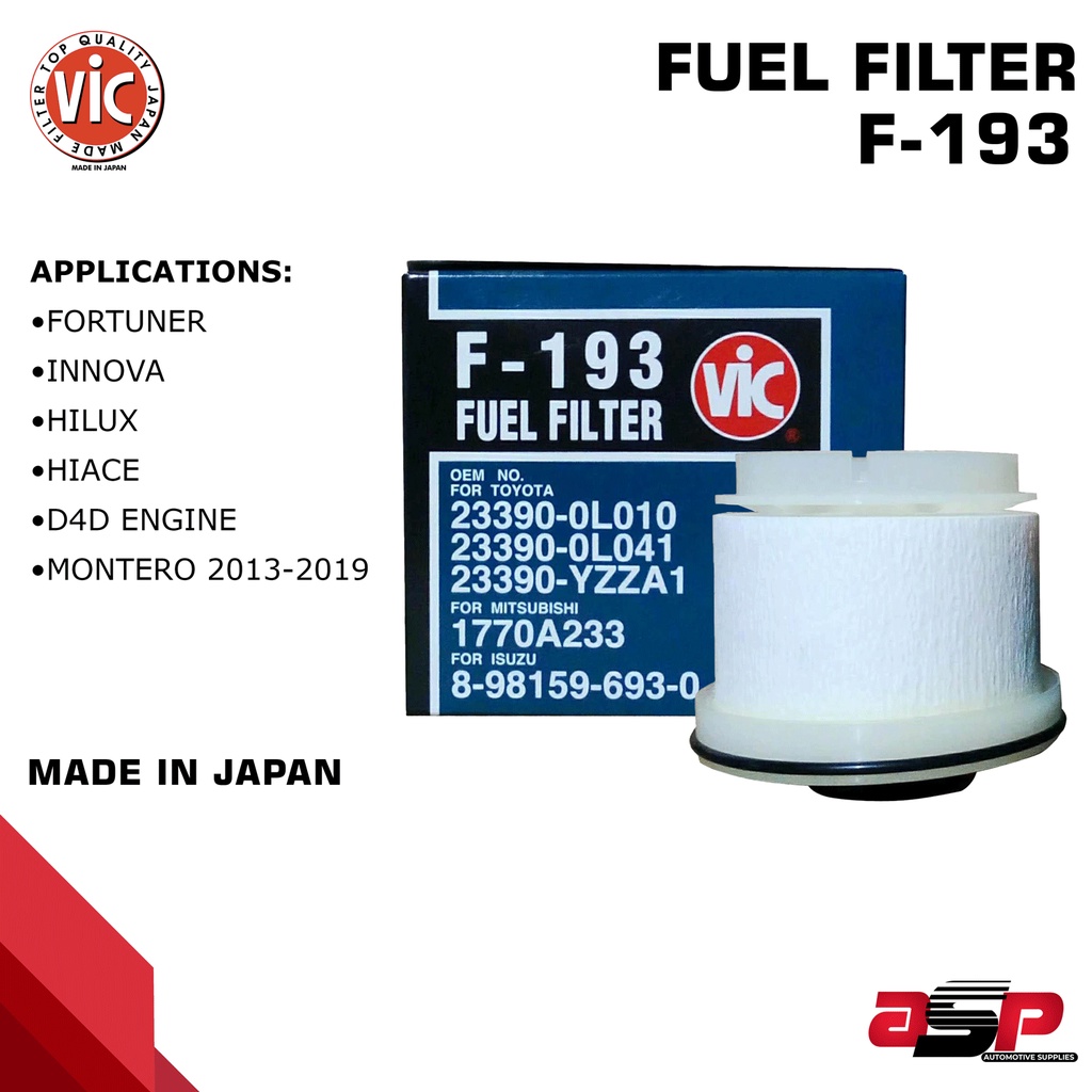 VIC Fuel Filter Element Type F-193 for Toyota D4D Engine, Fortuner ...