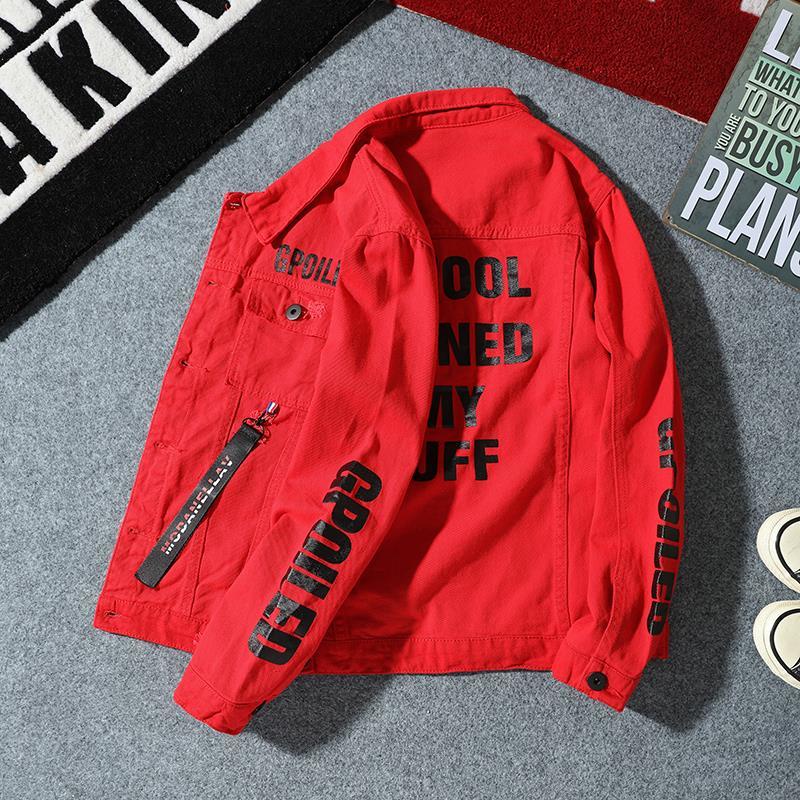Red Jacket Men Hong Kong Style Spring Autumn Versatile Men's Workwear ...