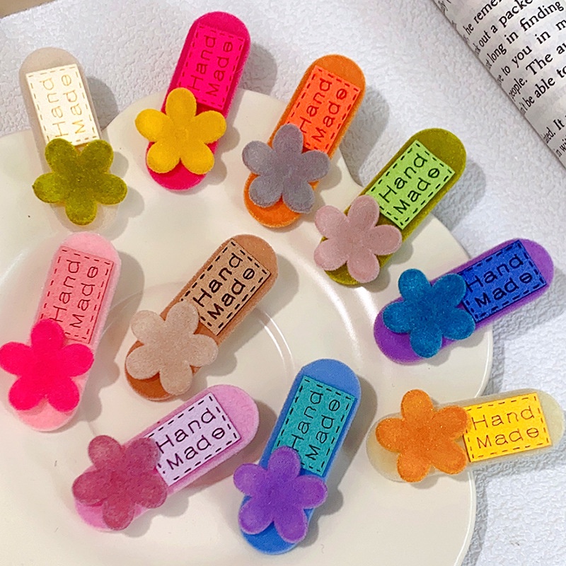 Autumn and Winter Flocking Flower Hair Clip Female Headdress Sweet Girl ...