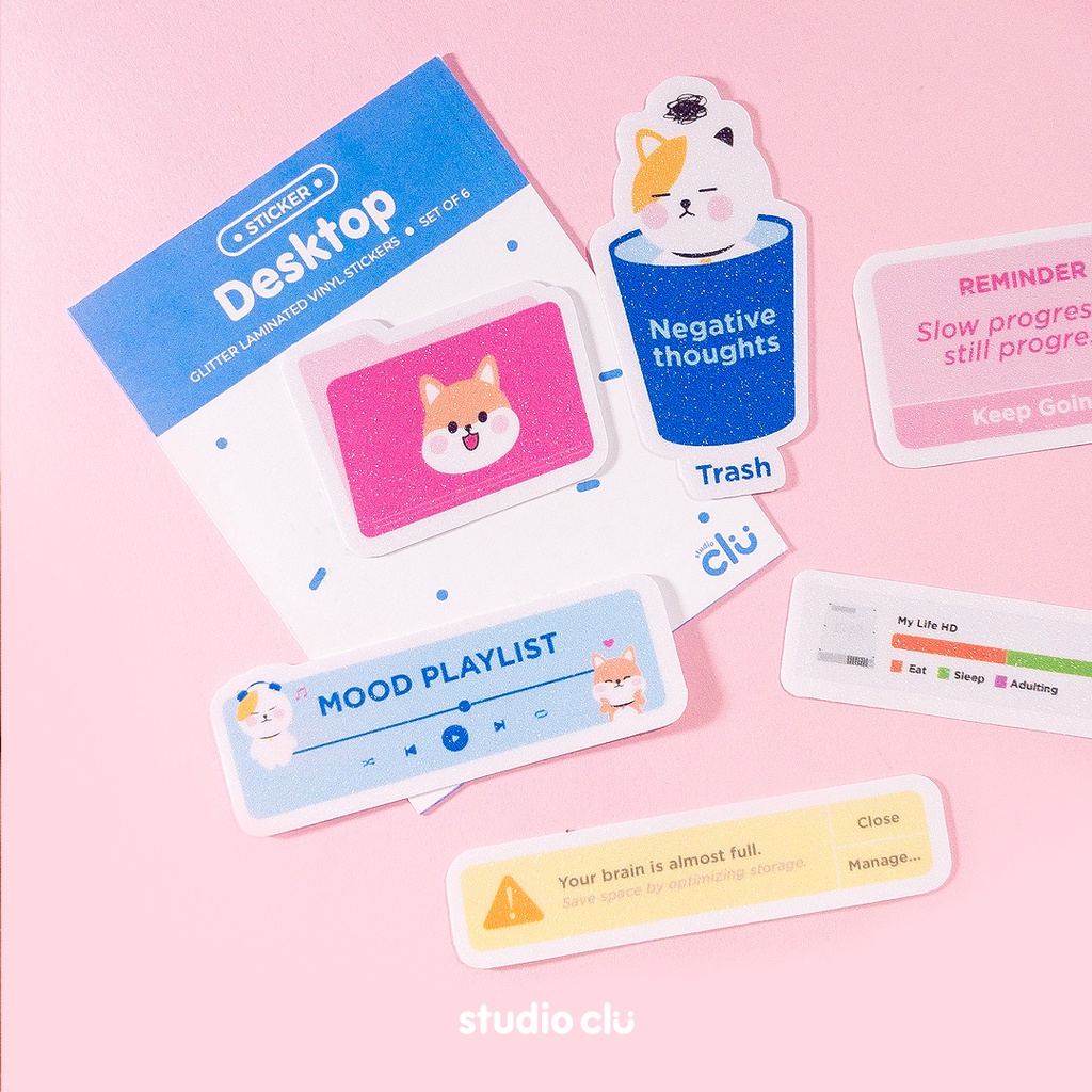Desktop Vinyl Sticker Set | Glitter Laminated Waterproof Journal Laptop ...