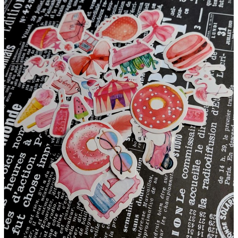(12 Pieces) Vintage Stickers - PINK STUFFS for Journaling, Scrap ...