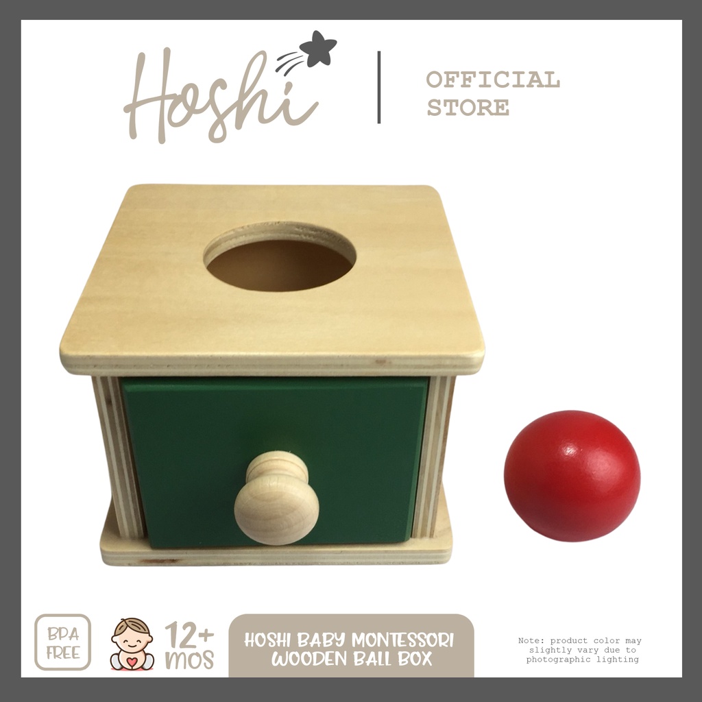Hoshi Baby Montessori Wooden Ball Box Object Permanence Educational Toy ...